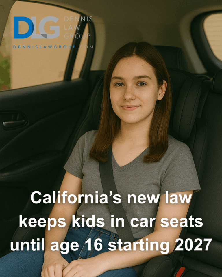 California’s new law keeps kids in booster seats until age 16 starting 2027 - Dennis Law Group ...